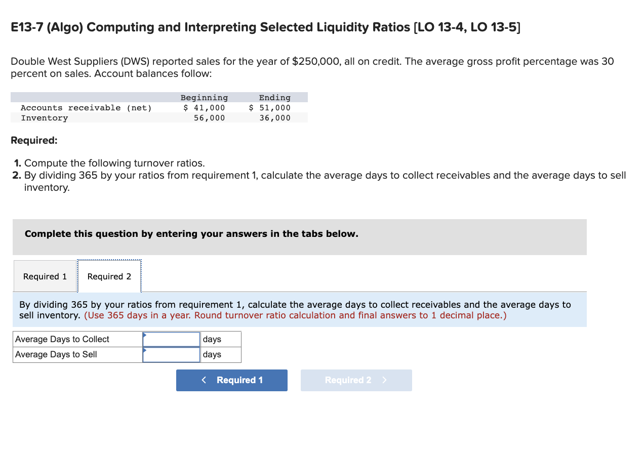 Solved E13-7 (Algo) Computing and Interpreting Selected | Chegg.com