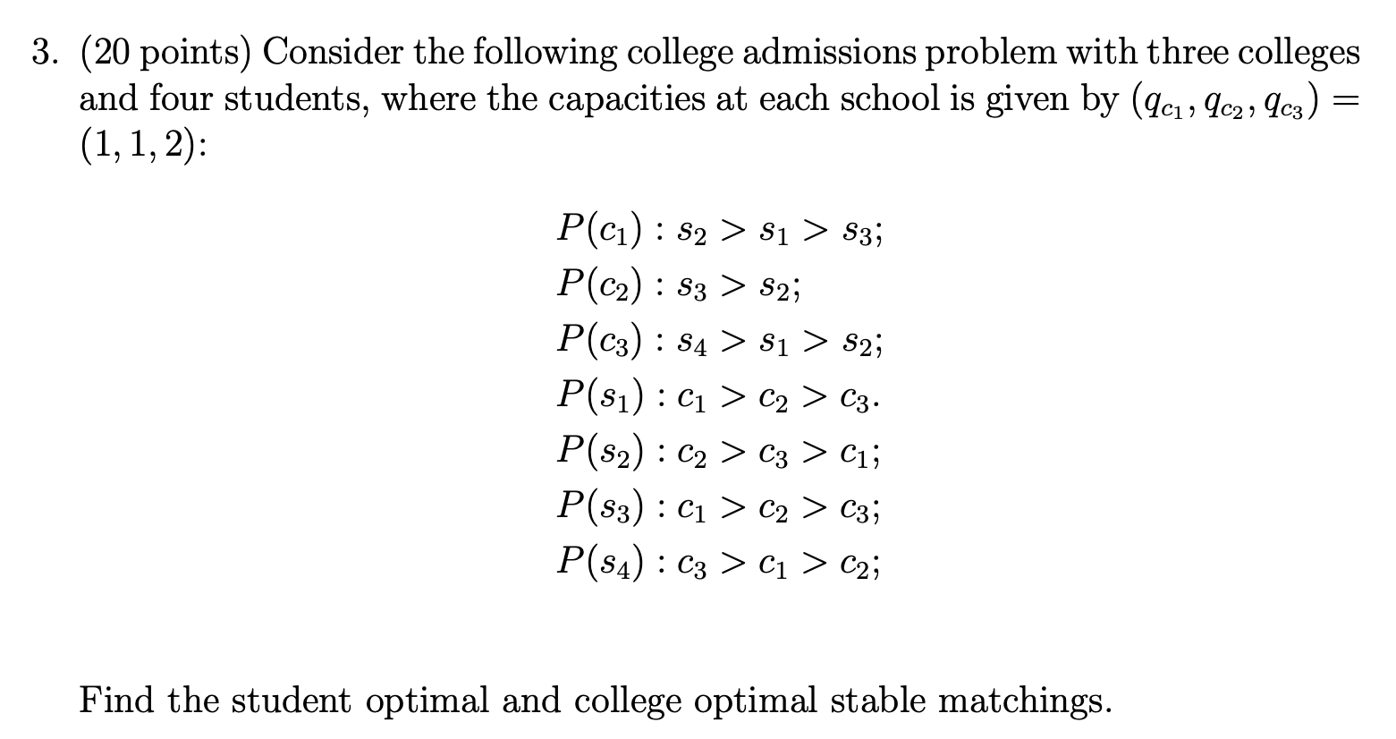 Solved (20 ﻿points) ﻿Consider the following college | Chegg.com