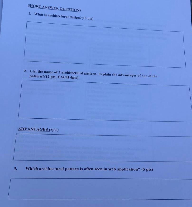 Solved SHORT ANSWER QUESTIONS 1. What is architectural | Chegg.com