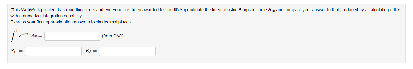 Solved This Webwork Problem Has Rounding Errors And 