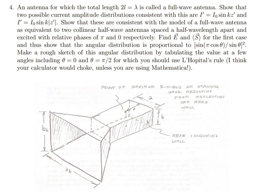 An antenna for which the total length 2l = λ is | Chegg.com