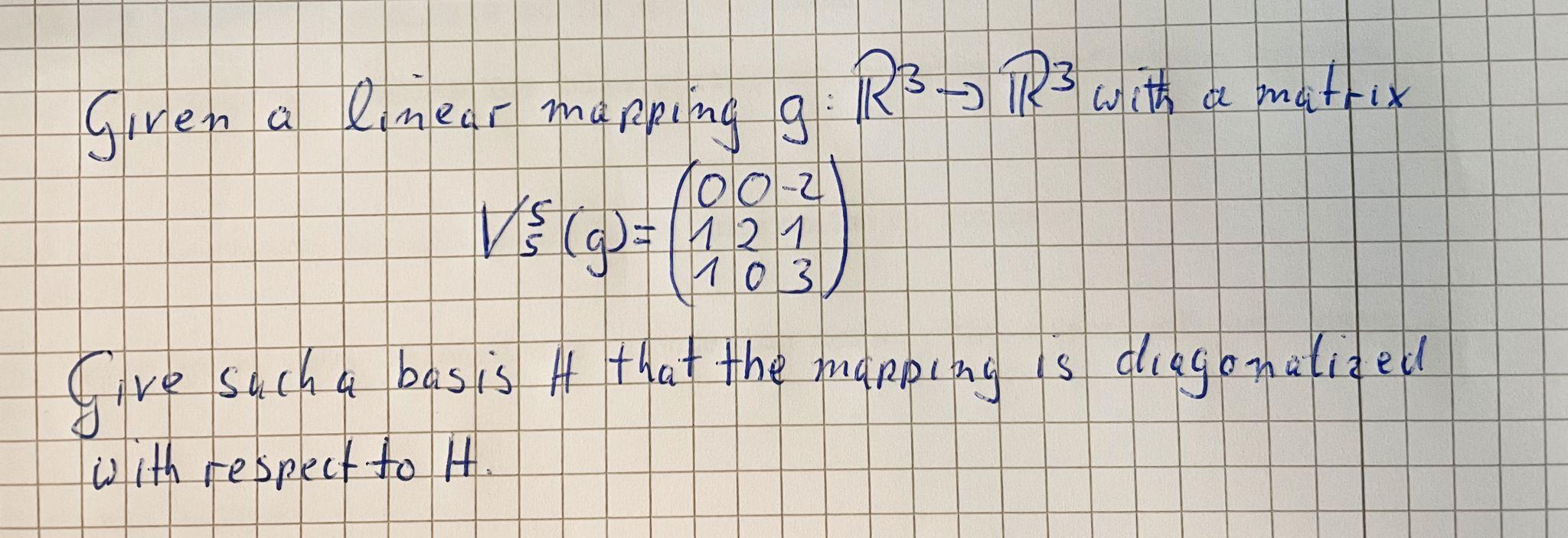 Solved R3 R3 with a matrix Giren a linear mapping a Too-2 | Chegg.com