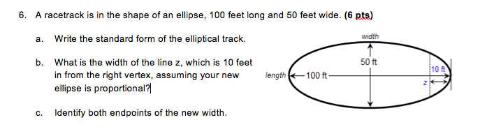 Solved 6. A racetrack is in the shape of an ellipse, 100 | Chegg.com
