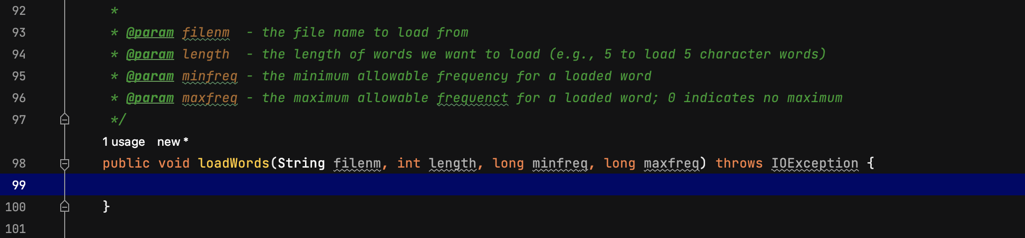 Solved 7 usages private ArrayList knownWords; 3 usages | Chegg.com