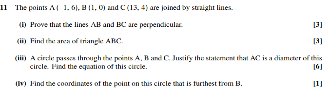 Solved 1 The points A(−1,6),B(1,0) and C(13,4) are joined by | Chegg.com
