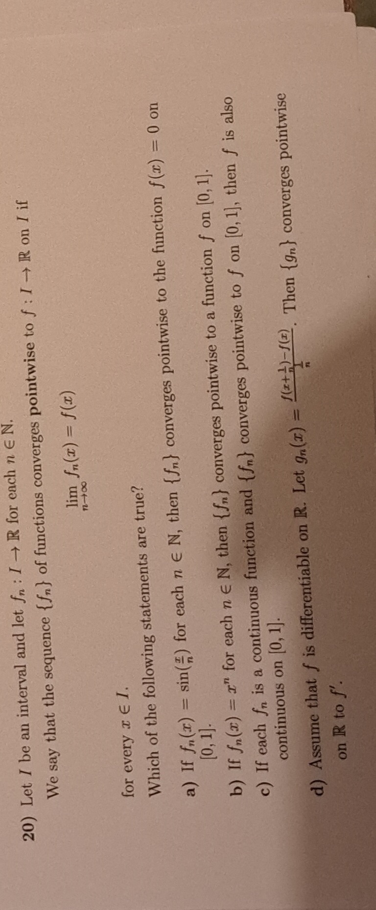 Solved Let I be an ﻿interval and let fn:I→R ﻿for each | Chegg.com