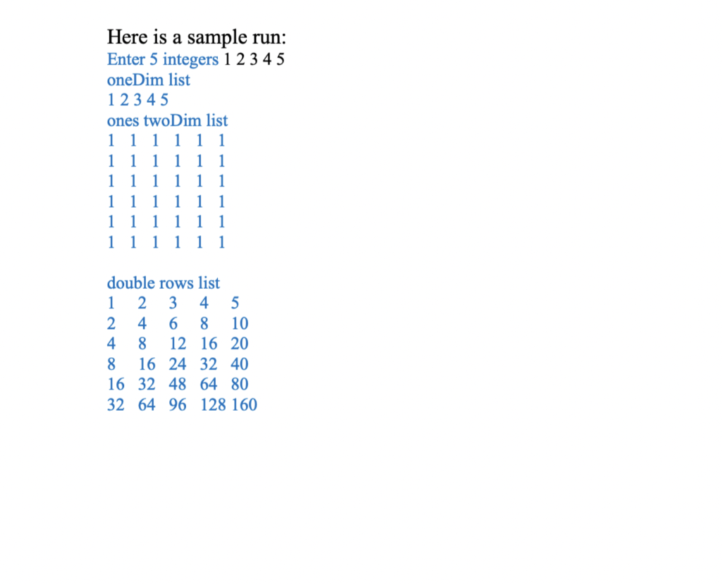 Solved Create the following functions: a) setOneDim(n): This | Chegg.com