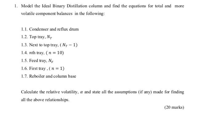 Solved Background A binary distillation column as in Figure | Chegg.com
