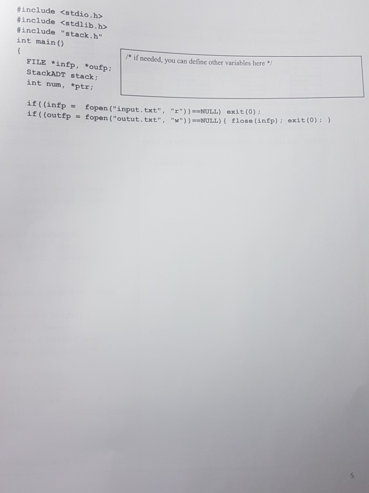 Solved 4. (10pt) Files and Stacks] S you will just use it in | Chegg.com