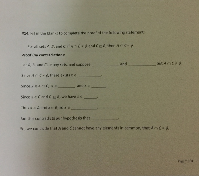 Solved #14. Fill in the blanks to complete the proof of the | Chegg.com