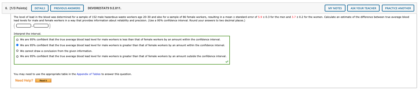 Solved 6 [1 3 Points] Details Previous Answers Devorestat9
