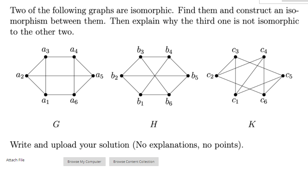 Solved Two of the following graphs are isomorphic. Find them | Chegg.com