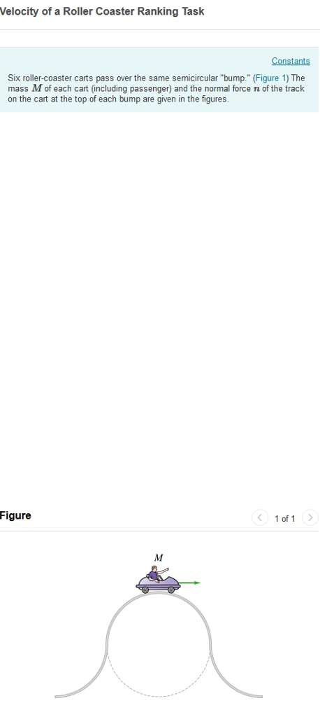Solved Velocity of a Roller Coaster Ranking Task Constants | Chegg.com