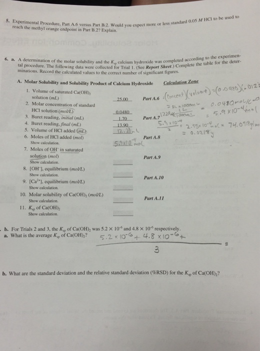 5. Experimental Procedure, Part A.6 versus Part B.2. | Chegg.com