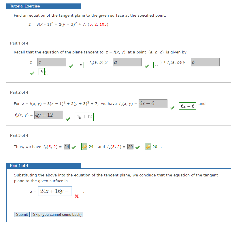 Solved Tutorial Exercise Find an equation of the tangent | Chegg.com