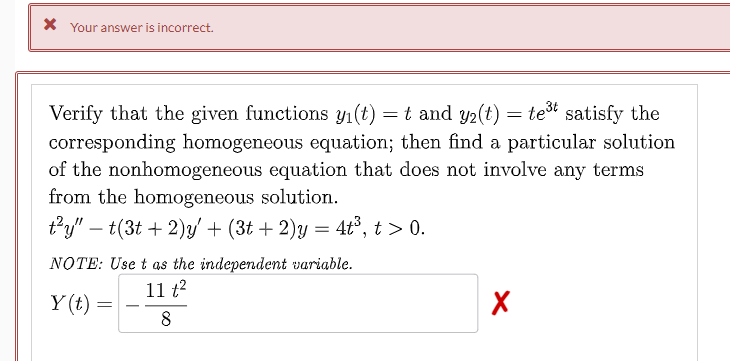 Solved Verify that the given functions y1(t)=t ﻿and | Chegg.com