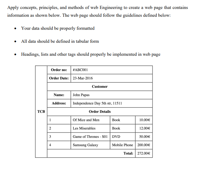 Solved Apply concepts, principles, and methods of web | Chegg.com