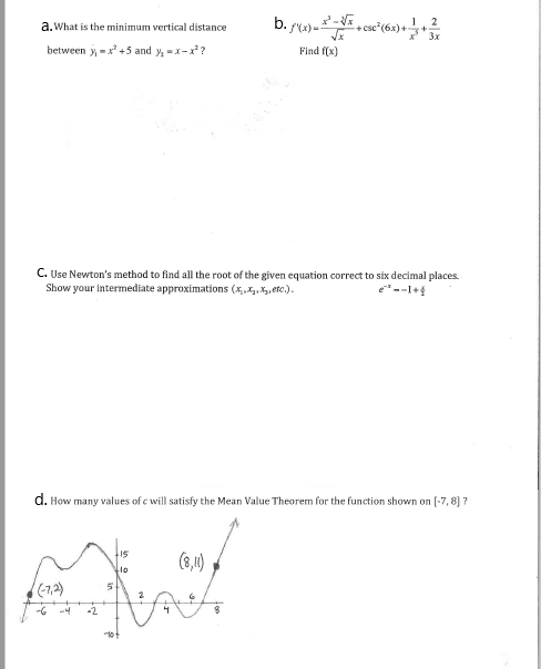Solved a. What is the minimum vertical distance b. /_ _ V | Chegg.com