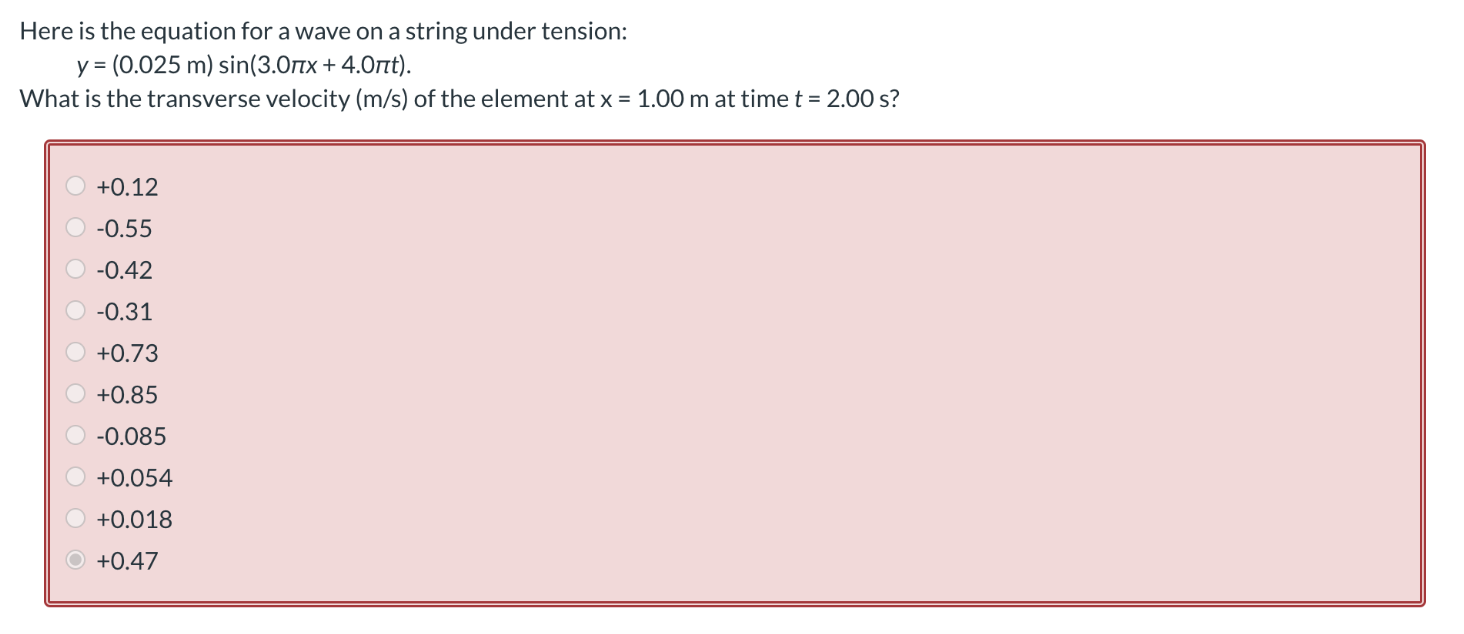 Solved Here is the equation for a wave on a string under | Chegg.com