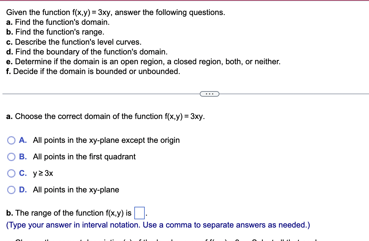 Solved Given the function f(x,y)=3xy, ﻿answer the following | Chegg.com