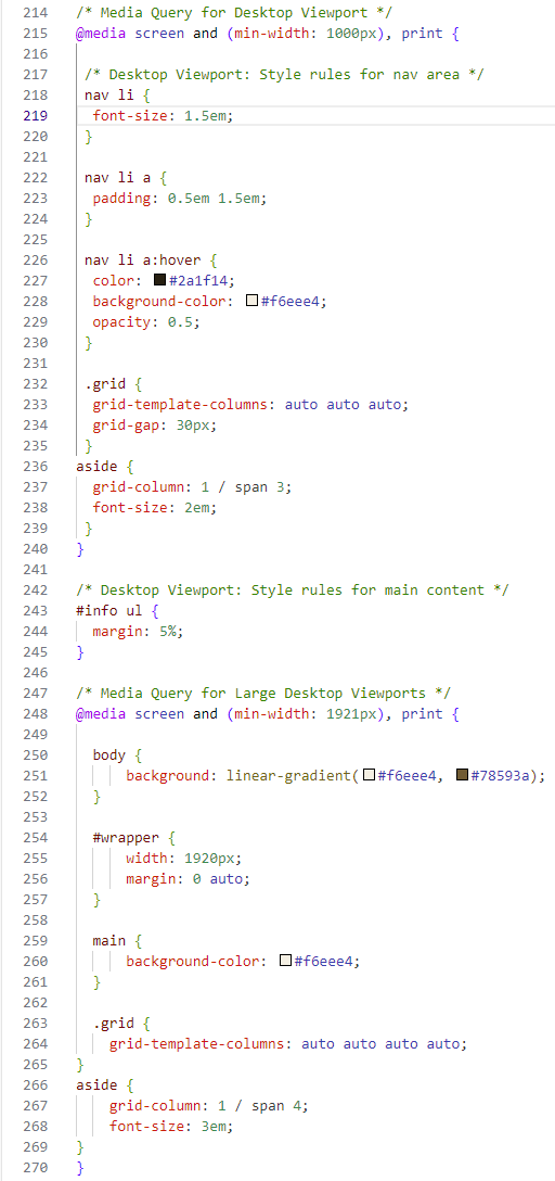 Solved Task 05In the desktop media query, modify the first | Chegg.com