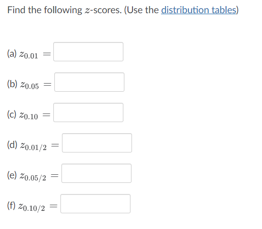 Solved Find the following z-scores. (Use the distribution | Chegg.com
