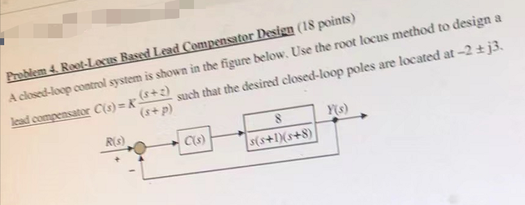 Solved Problem 4. Reef-Lexus Based Lead Compensator Design | Chegg.com