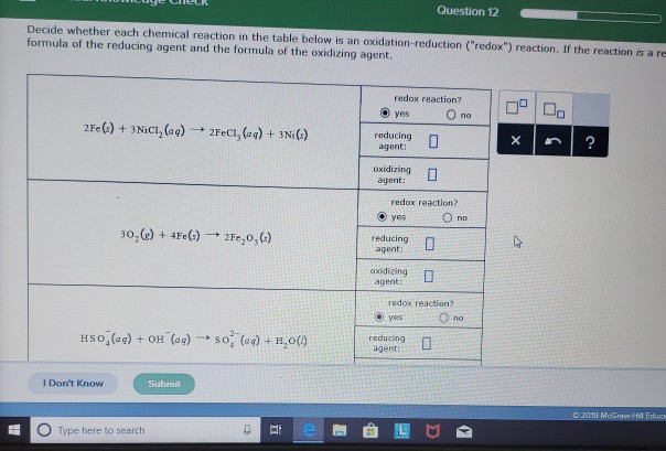 Solved Question 12 Decide whether each chemical reaction in | Chegg.com