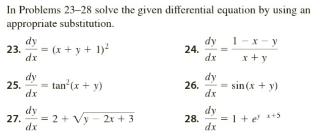 Solved In Problems 23-28 solve the given differential | Chegg.com