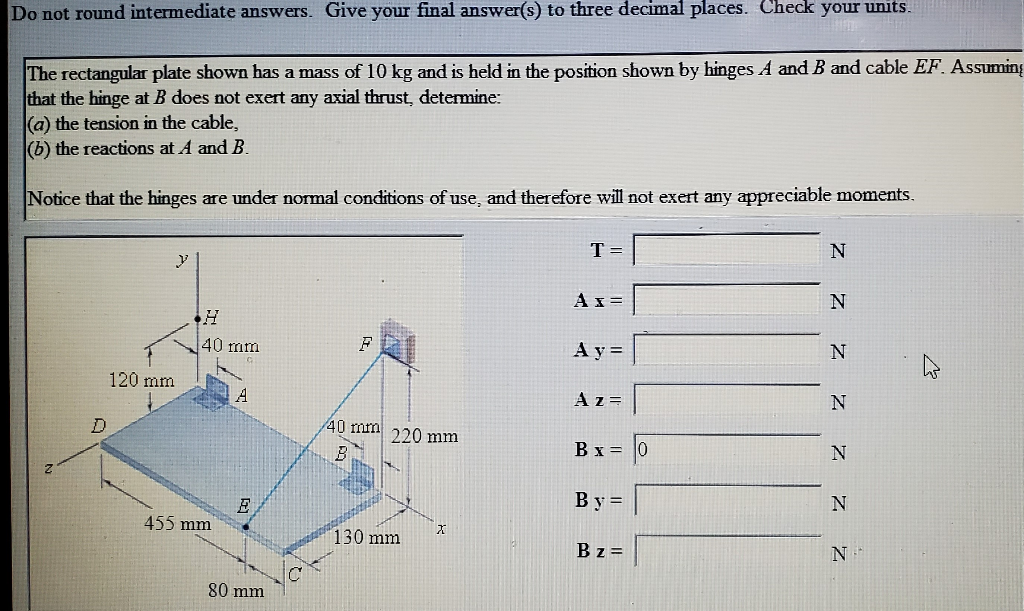 Solved Vector Statics Material The rectangular plate shown | Chegg.com