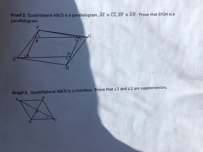 Solved Proof 2. Quadrilateral ABCD is a parallelogram, | Chegg.com