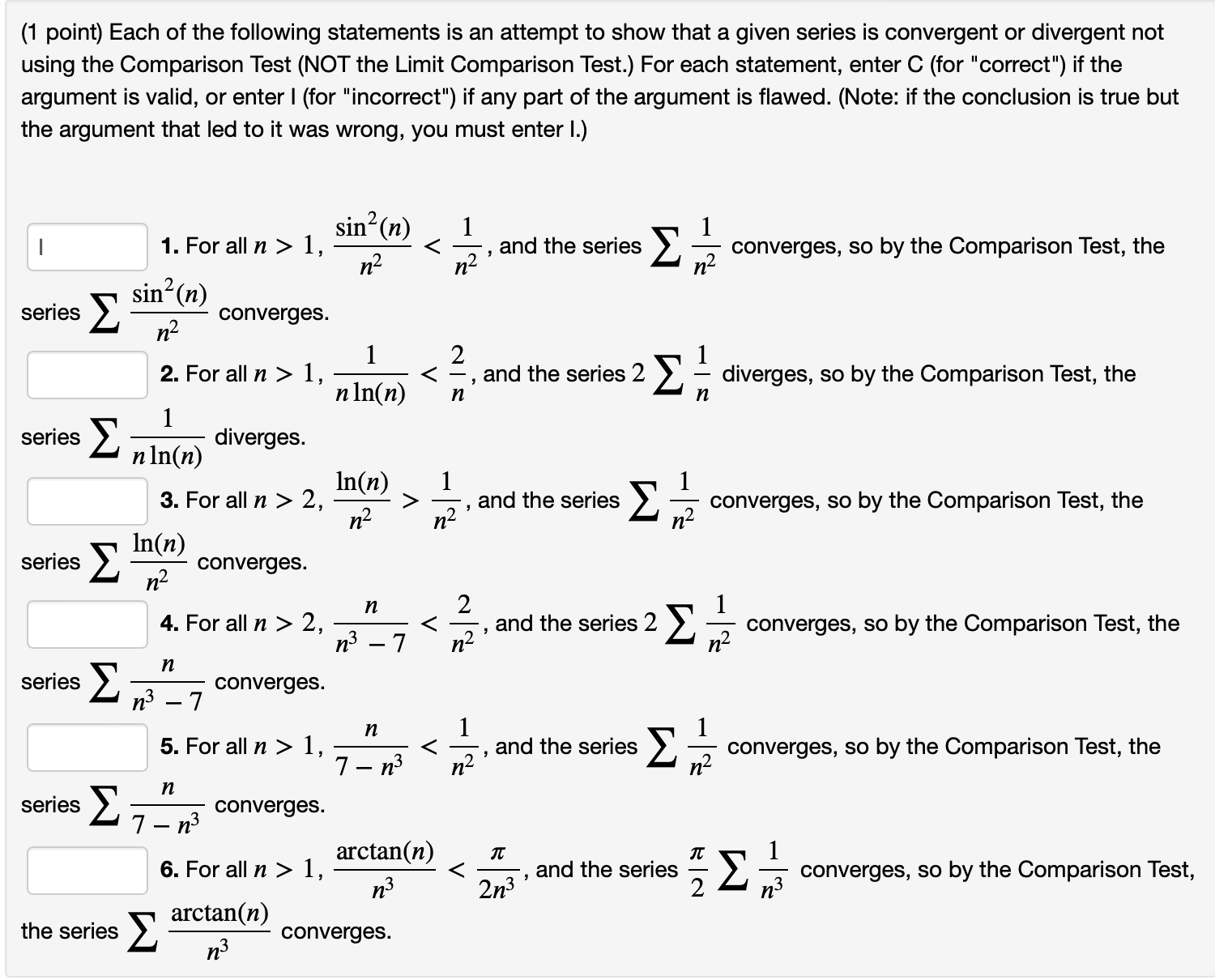Solved (1 ﻿point) ﻿Each of the following statements is an | Chegg.com
