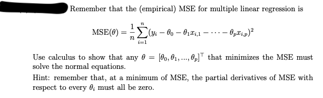 a geometric argument for the normal equations we | Chegg.com
