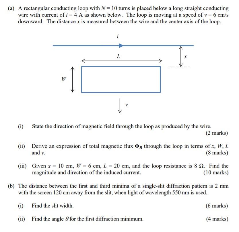 Solved (a) A rectangular conducting loop with N = 10 turns | Chegg.com
