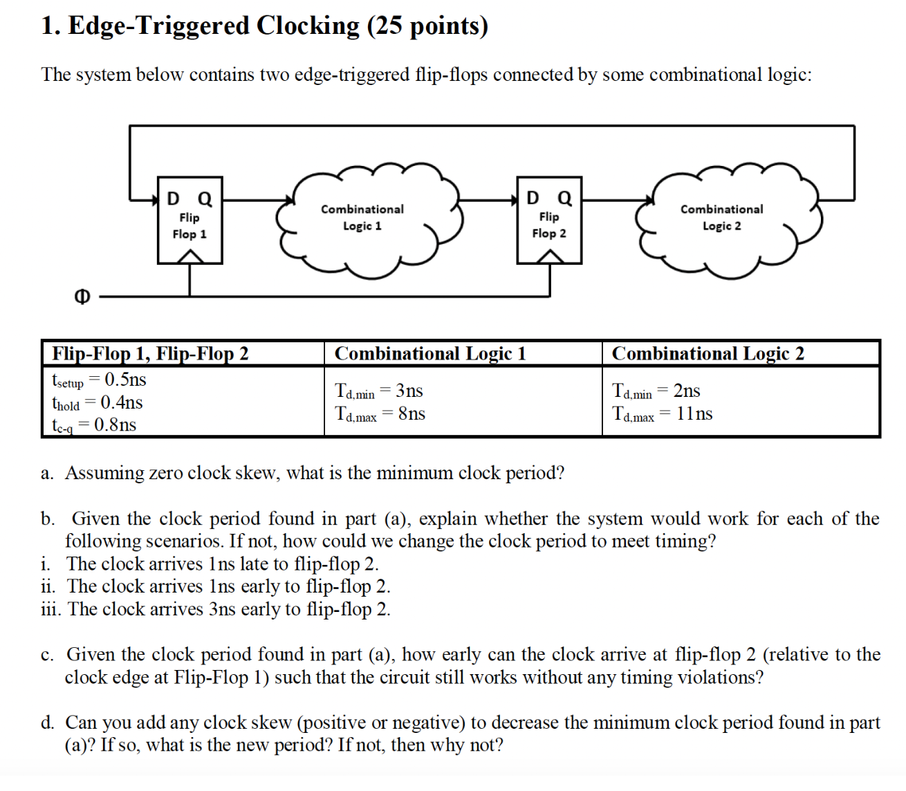 Solved 1. ﻿Edge-Triggered Clocking (25 ﻿points)The system | Chegg.com
