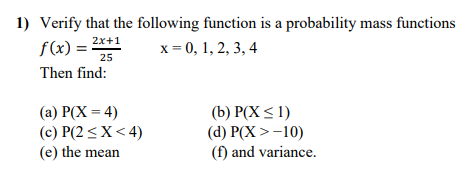 Solved Verify that the following function is a probability | Chegg.com