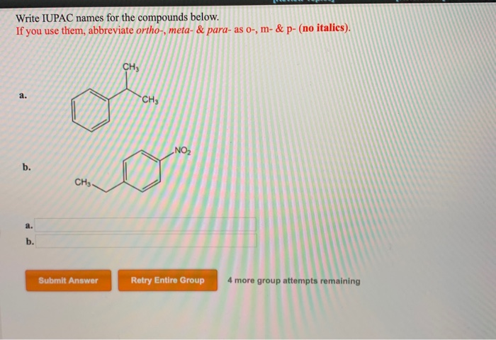 Solved Write IUPAC names for the compounds below. If you use | Chegg.com