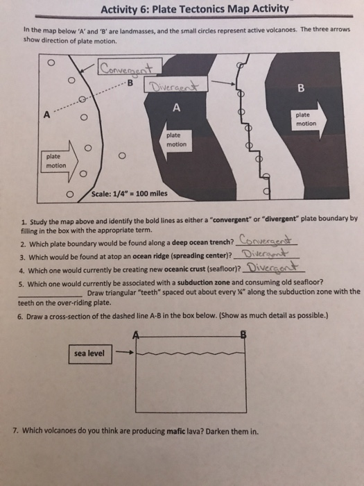 Solved Activity 6: Plate Tectonics Map Activity In the map | Chegg.com