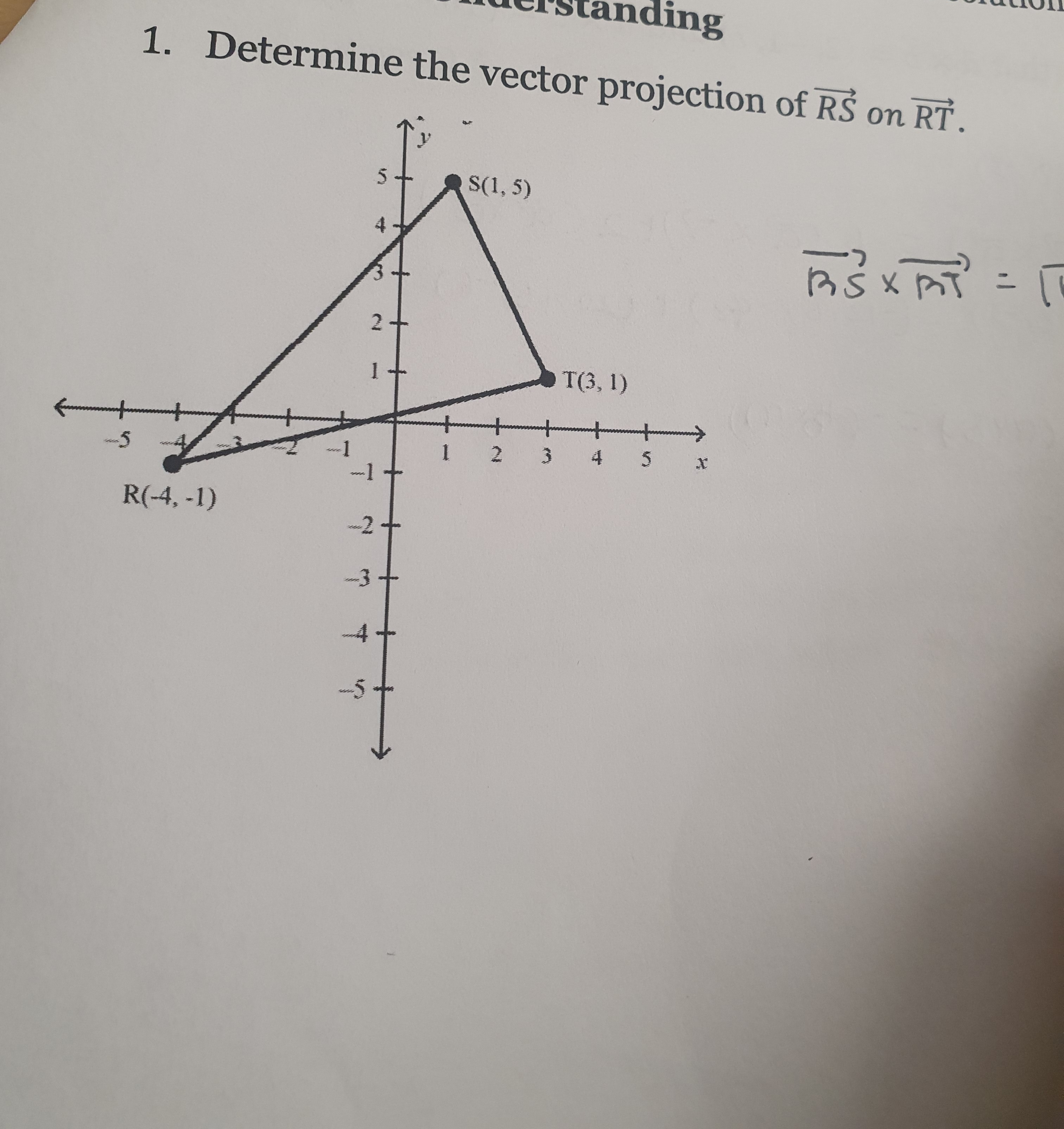 Solved Determine the vector proiertinn of vec(RS) ﻿on | Chegg.com