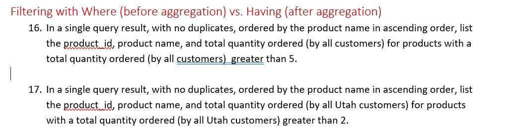 Solved Filtering with Where (before aggregation) vs. Having | Chegg.com
