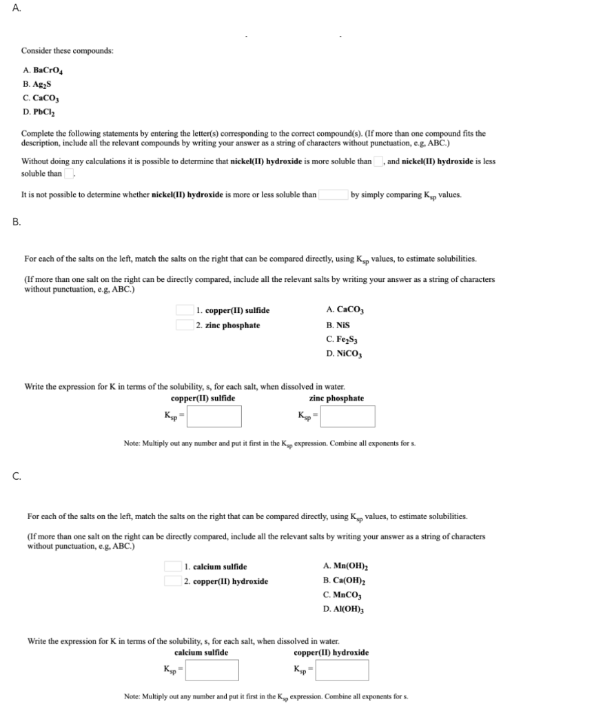 Solved Consider these compounds: A. BaCr04 B. Ag2 C. CaCO3 | Chegg.com