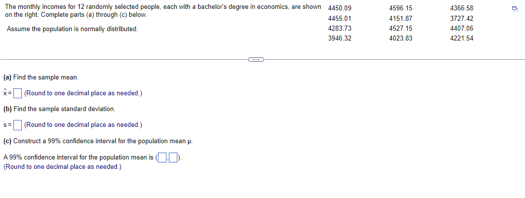 Solved (a) Find the sample mean. xˉ= (Round to one decimal | Chegg.com