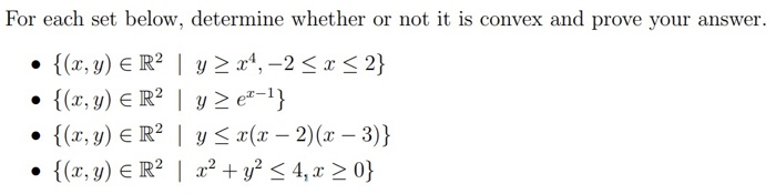 Solved For each set below, determine whether or not it is | Chegg.com