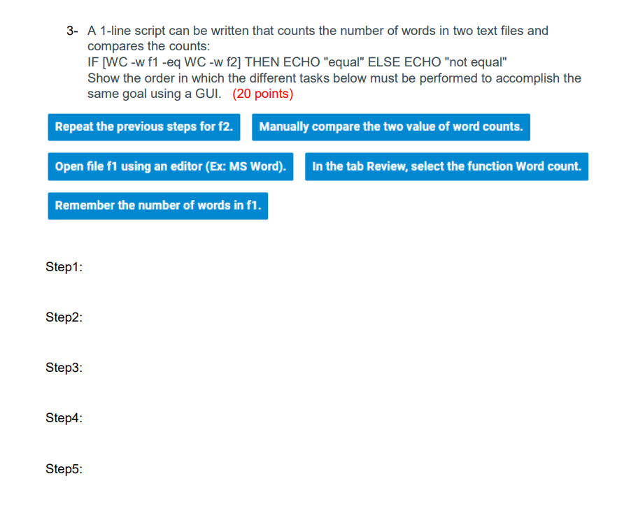 Solved 3- A 1-line script can be written that counts the | Chegg.com