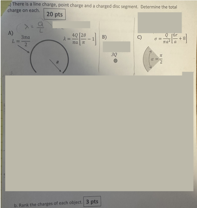 Solved There is a line charge, point charge and a charged | Chegg.com