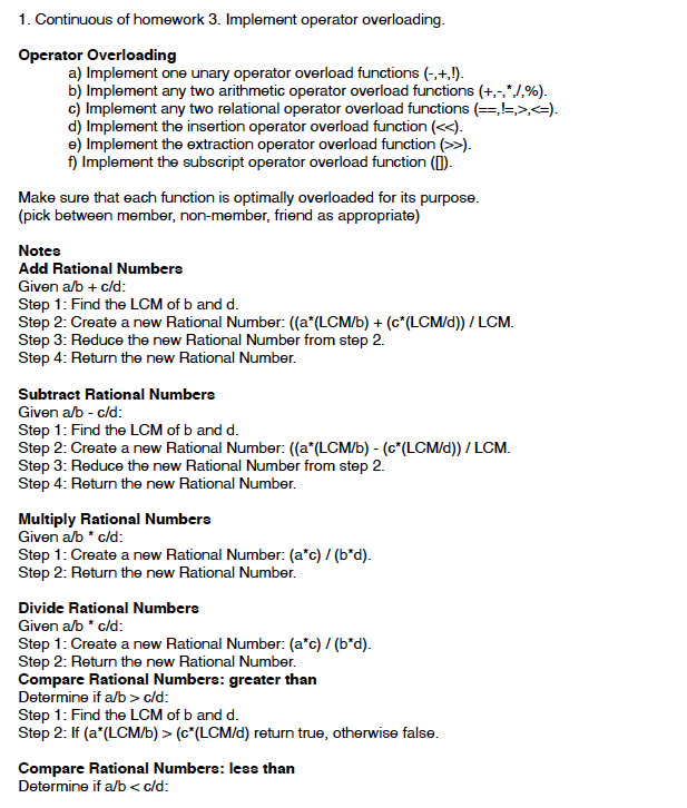 Solved 1. Continuous of homework 3. Implement operator | Chegg.com