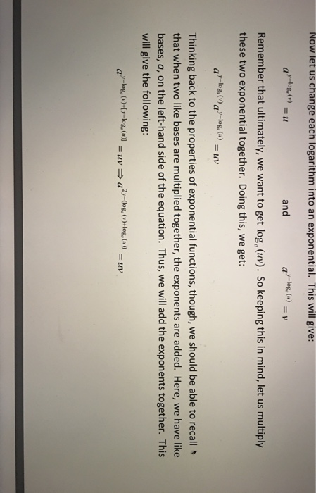 Solved Proving Properties of Logarithmic Functions (Using | Chegg.com