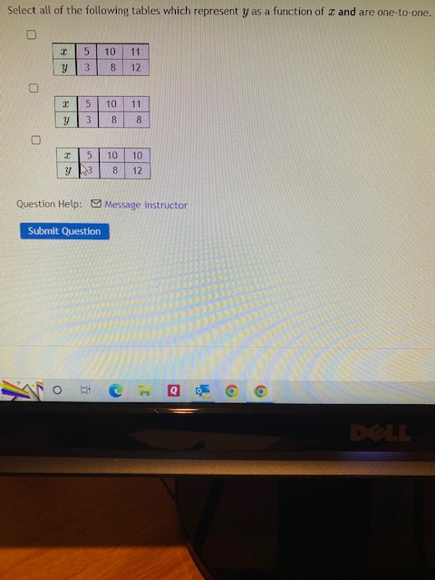 Solved Select all of the following tables which represent y | Chegg.com