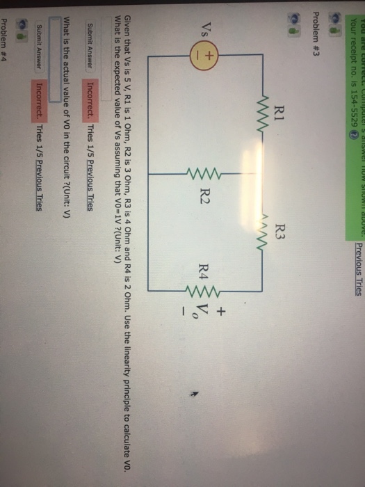 Solved Given that Vs is 5 V, R1 is 1 Ohm, R2 is 3 Ohm, R3 | Chegg.com