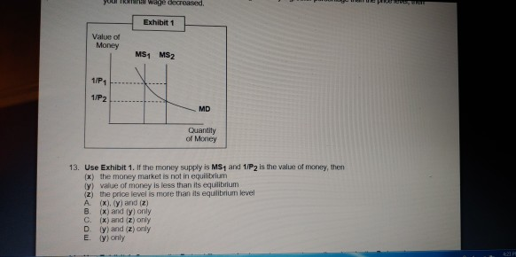 Solved YUU PRIC Wage decreased Exhibit 1 Value of Money MS1 | Chegg.com